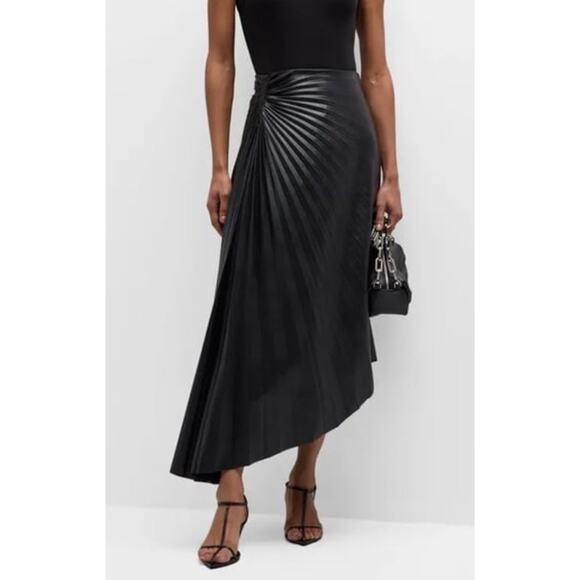 A.L.C. | Skirts | Alc Tracy Pleated Sideruched Faux Leather Maxi Skirt ...